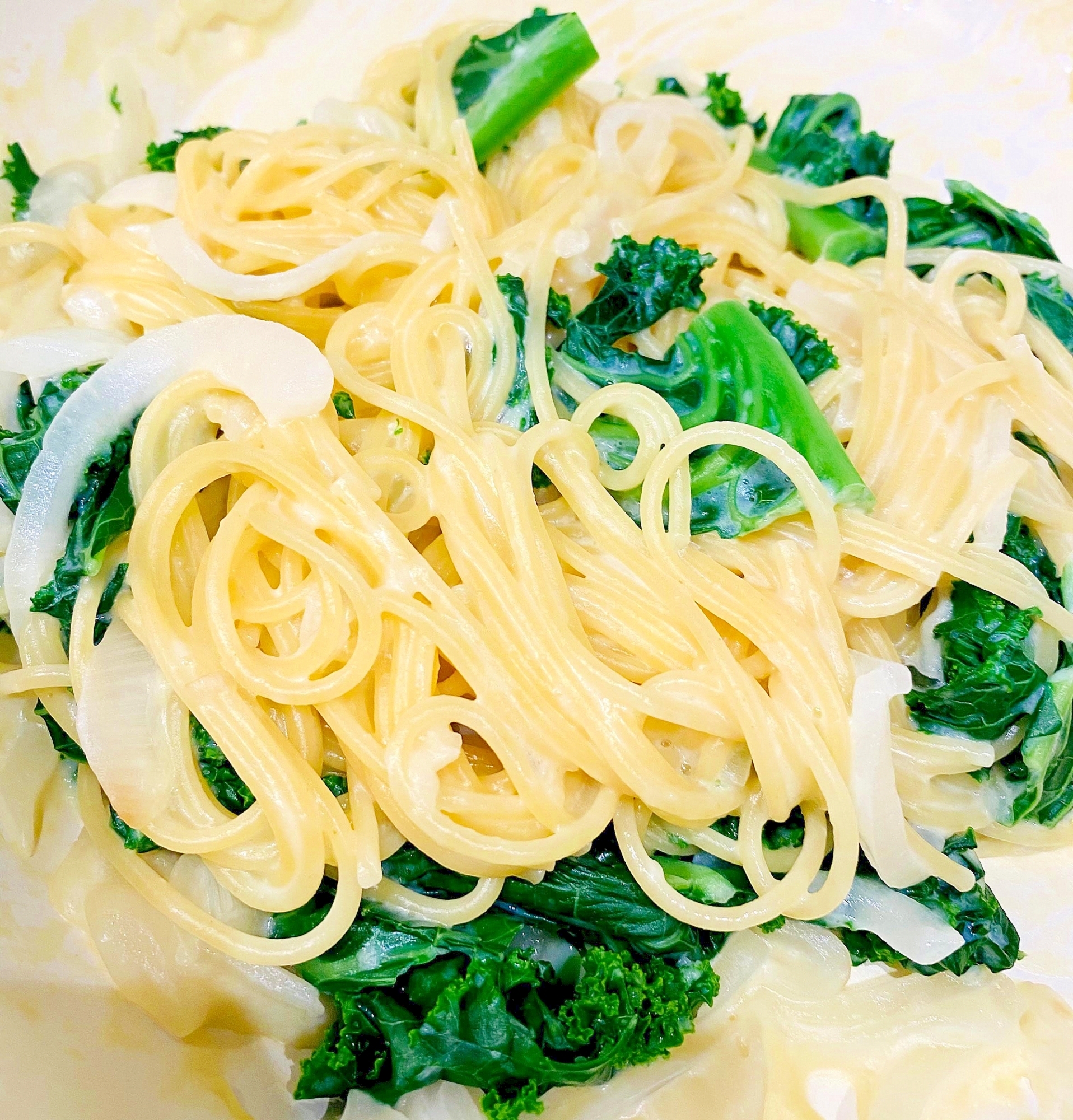 ケールの豆乳クリームスパゲッティー　＜ヴィーガン＞