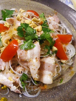 豚しゃぶ春雨海老サラダ