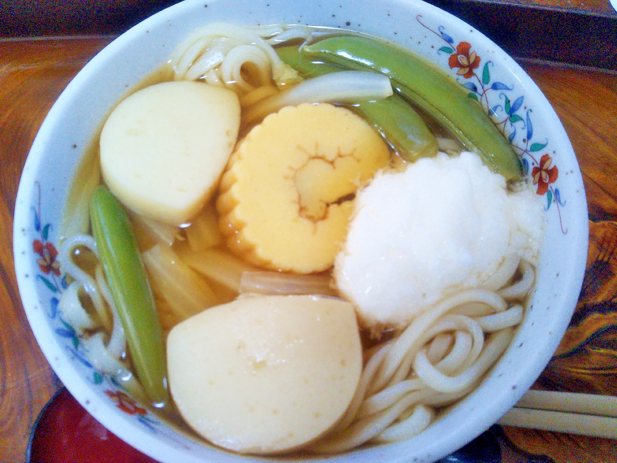 山芋すりおろし&スナップエンドウうどん