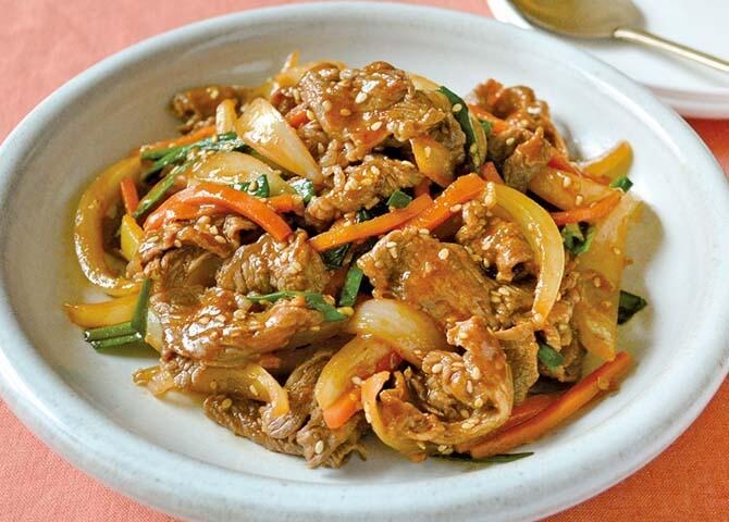 牛肉と玉ねぎのプルコギ風炒め