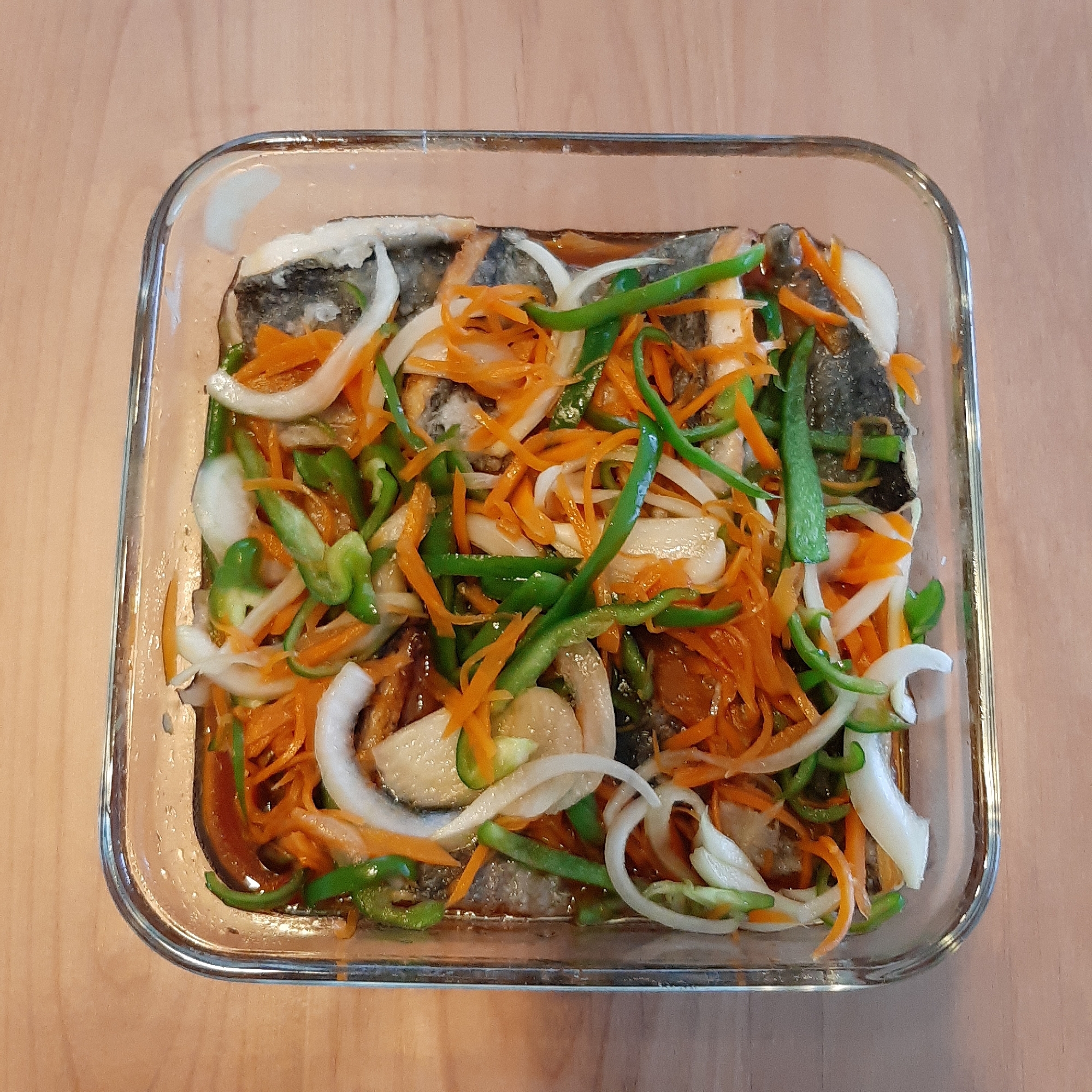 【つくりおき】揚げないアジの南蛮漬け