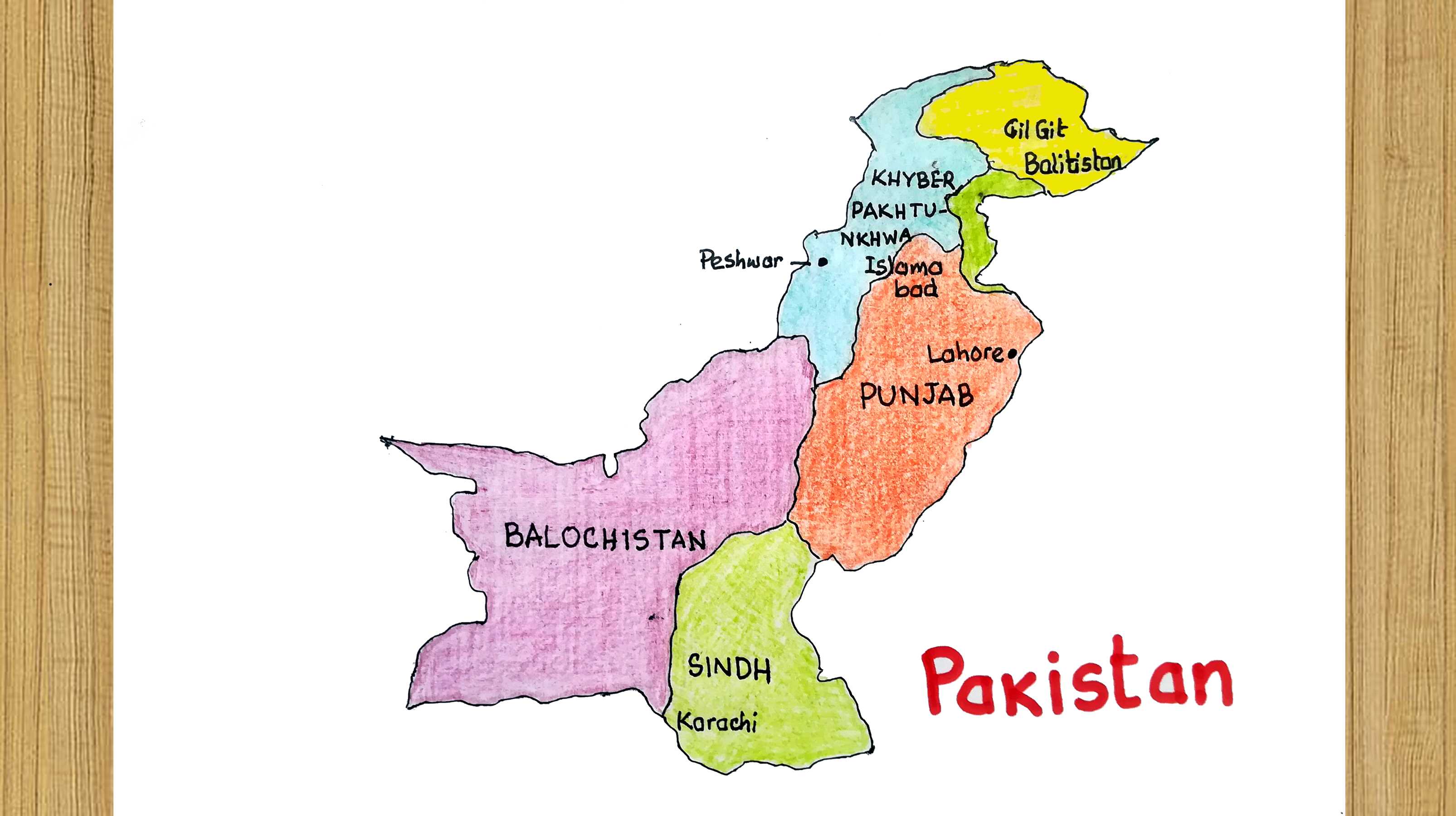 Pakistan Map Drawing Step by Step Easy with Provinces | How to draw ...