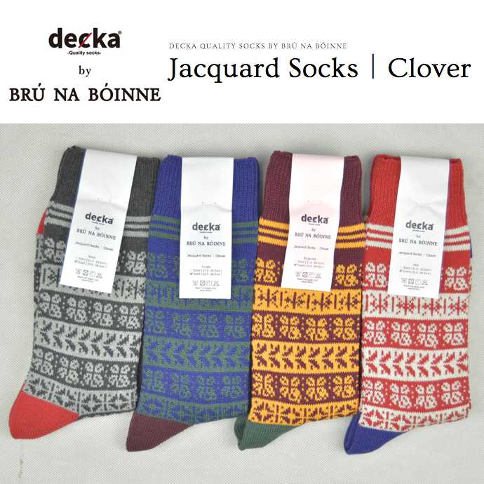 decka Quality socks BRU NA BOINNE デカ ブルーナボインジャガードソックス クローバー柄 - B.E.shop ...
